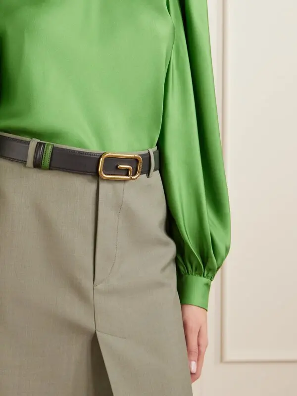 Gucci Reversible Textured-leather Belt - Green