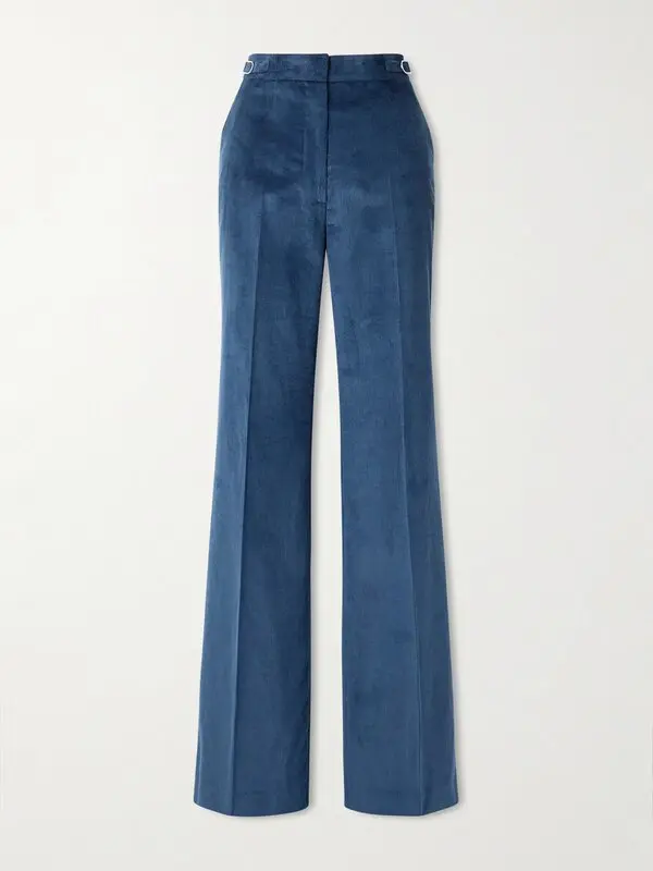 Gabriela Hearst Vesta Cotton-corduroy Flared Pants - Blue