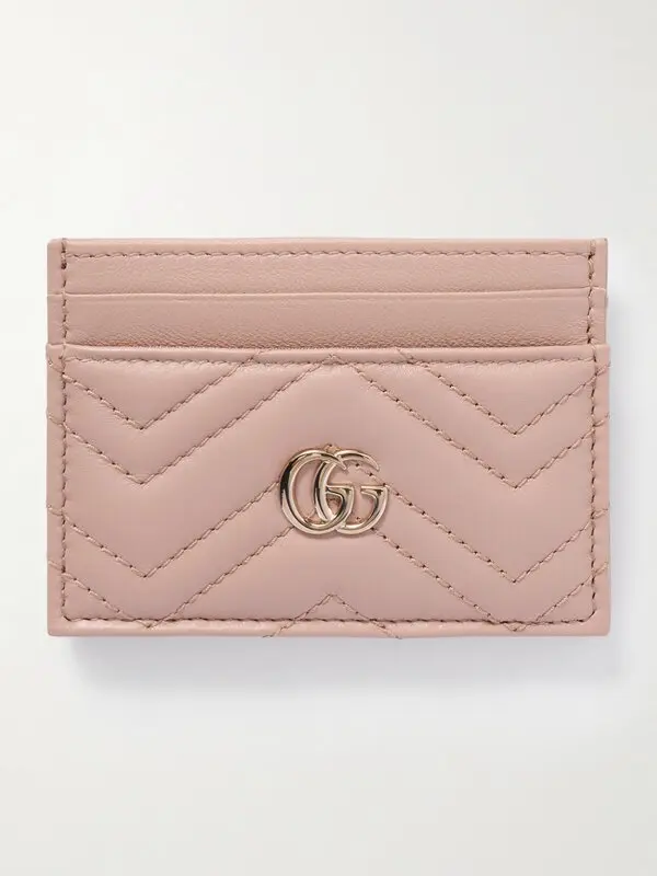 Gucci Gg Marmont Quilted Textured-leather Cardholder - Neutrals