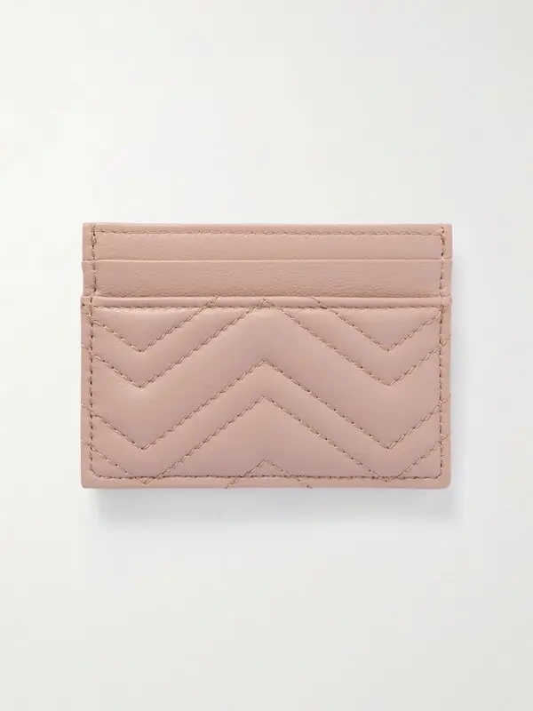 Gucci Gg Marmont Quilted Textured-leather Cardholder - Neutrals