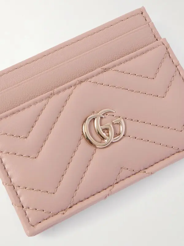 Gucci Gg Marmont Quilted Textured-leather Cardholder - Neutrals