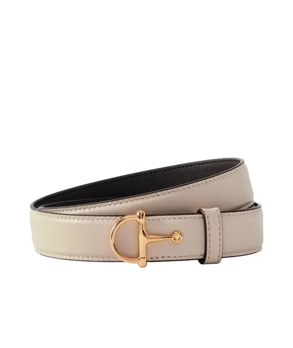 Gucci Horsebit-detailed Textured-leather Belt - Ivory