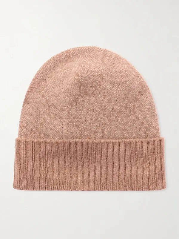 Gucci Logo Jacquard Cashmere-blend Beanie - Neutrals