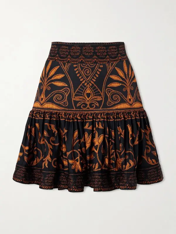 Farm Rio Cornely Ainika Embroidered Mini Skirt