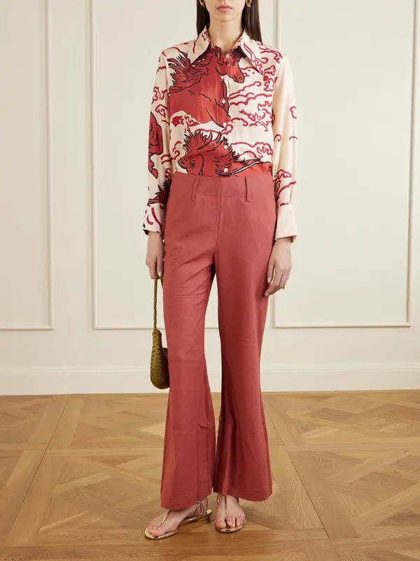 Alix Of Bohemia Dana Printed Silk-satin Shirt