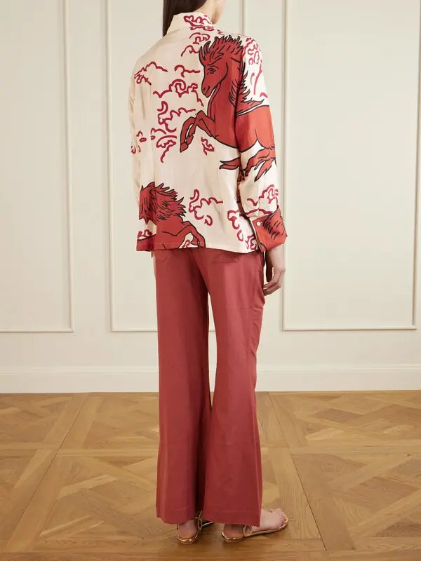 Alix Of Bohemia Dana Printed Silk-satin Shirt