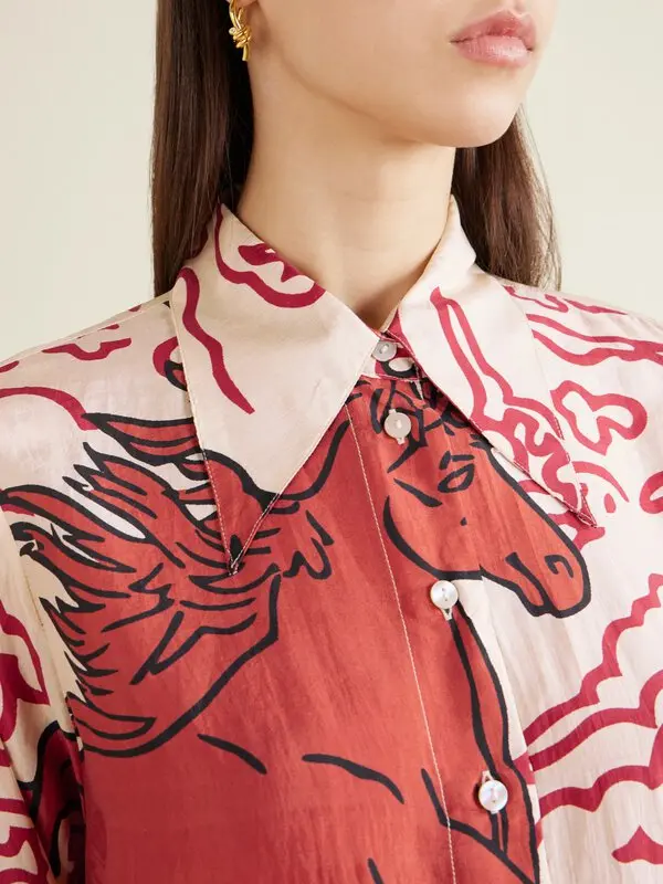 Alix Of Bohemia Dana Printed Silk-satin Shirt