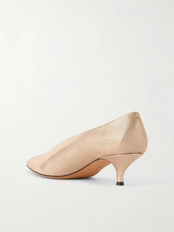 EMME PARSONS Veneto Metallic Textured-leather Pumps - Gold