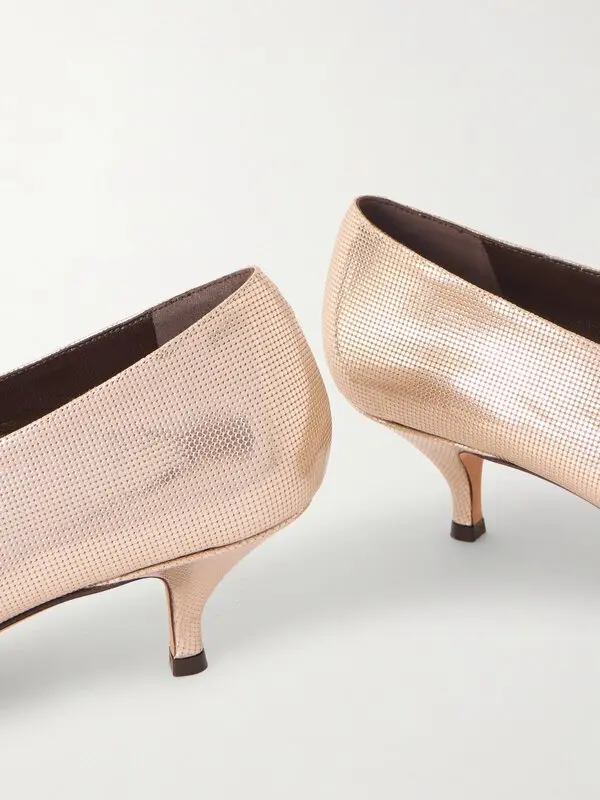 EMME PARSONS Veneto Metallic Textured-leather Pumps - Gold