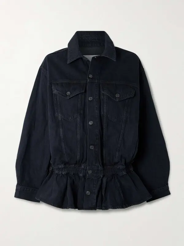 AGOLDE Rubik Denim Peplum Jacket - Dark Denim