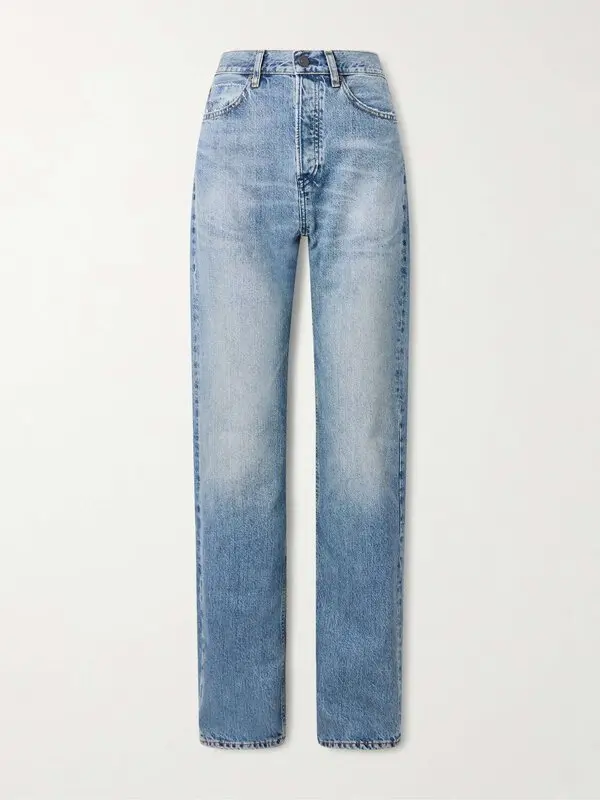 FRAME The Stack High-rise Straight-leg Jeans - Light Denim