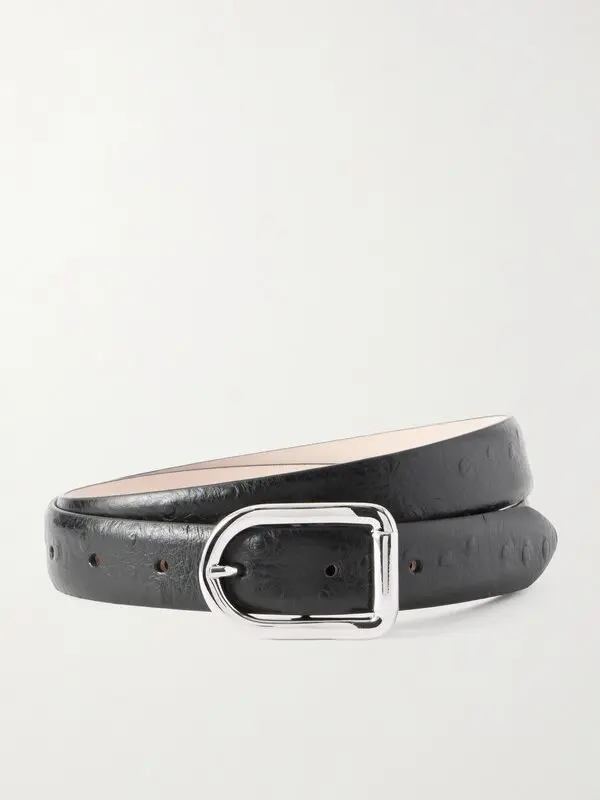 DEHANCHE Mija Ostrich-effect Leather Belt - Black