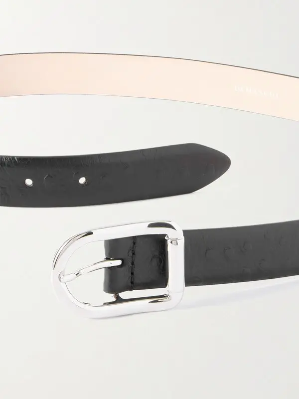 DEHANCHE Mija Ostrich-effect Leather Belt - Black
