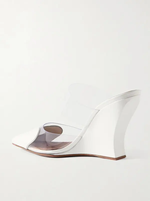 Alaïa Le Caur Patent-leather And Pvc Wedge Mules - White