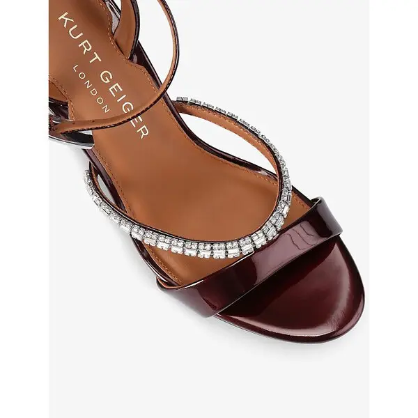 Kurt Geiger Crystal Strap Patent-leather Heeled Sandals - Wine
