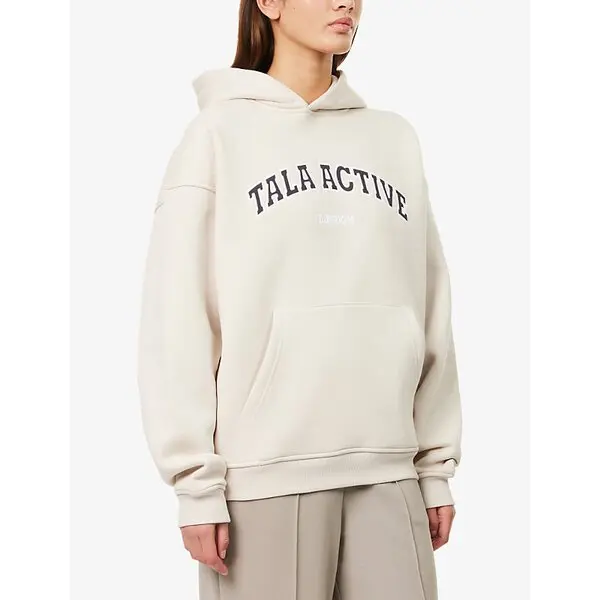 TALA Relaxed-fit Embroidered-logo Hoodie - Shell
