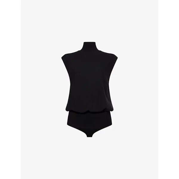 REFORMATION Roll-neck Knit Bodysuit - Black
