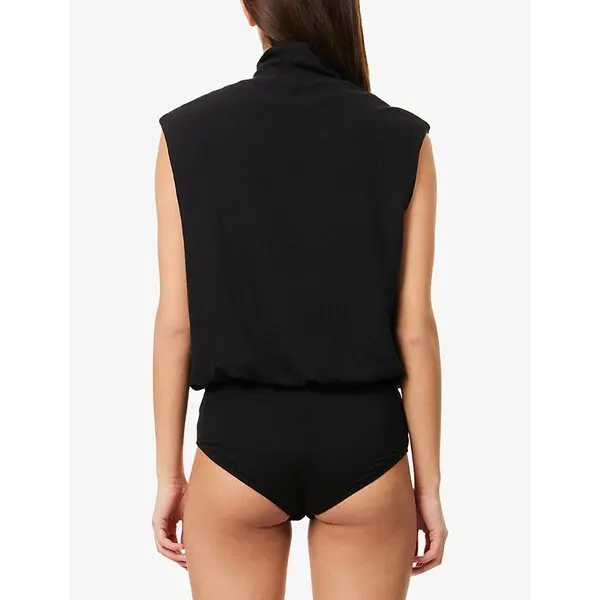 REFORMATION Roll-neck Knit Bodysuit - Black