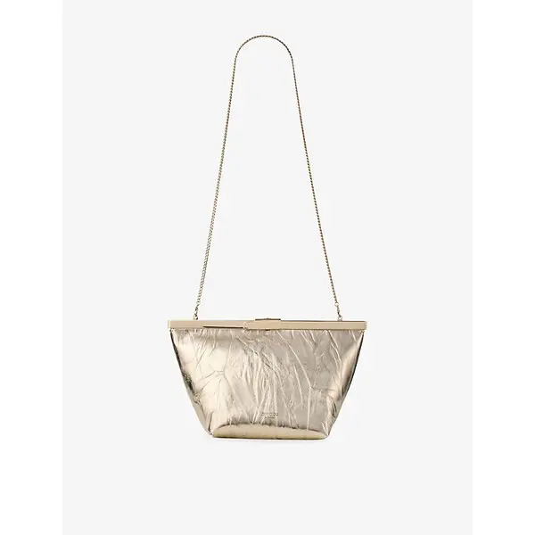 JIMMY CHOO Metallic Leather Clutch - Light Platinum/light