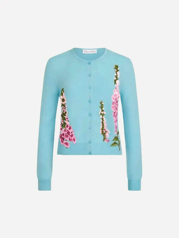 Oscar De La Renta Foxglove Threadwork Cardigan - Blue