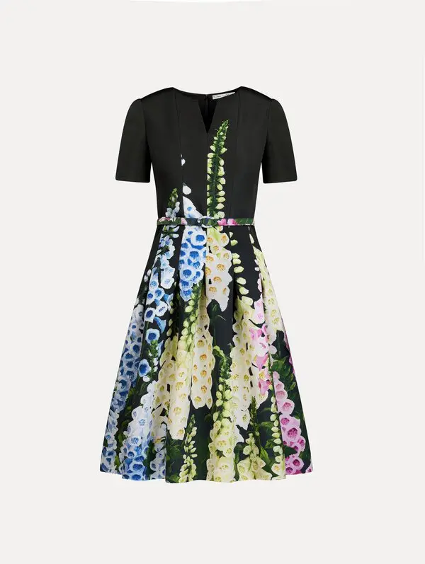 Oscar De La Renta Foxglove Printed Dress - Black