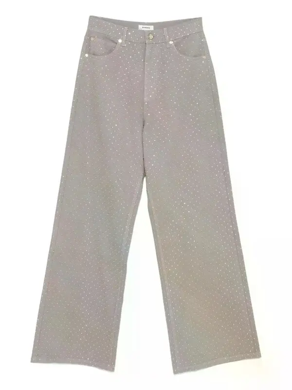 Sandro Rhinestone Embellished Wide-leg Jeans