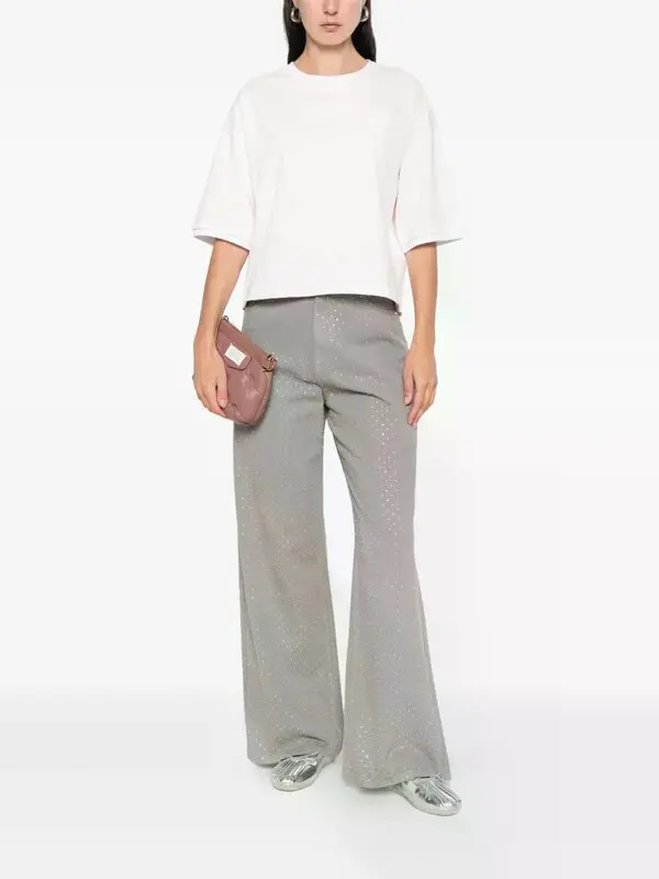 Sandro Rhinestone Embellished Wide-leg Jeans