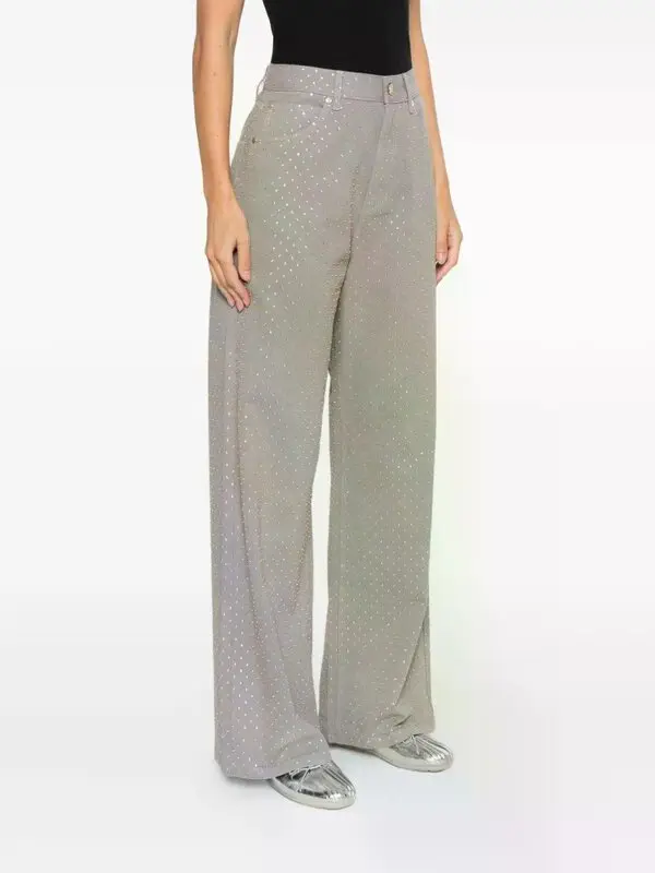 Sandro Rhinestone Embellished Wide-leg Jeans