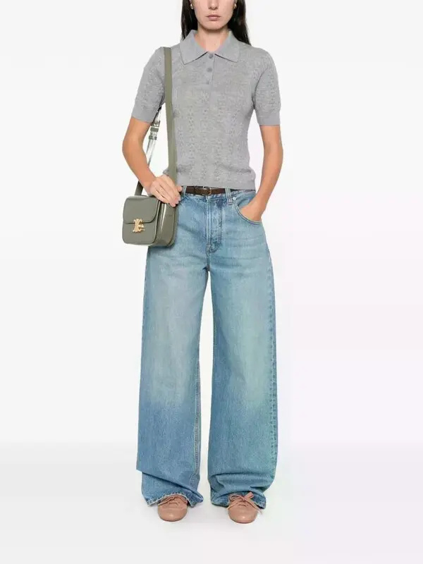 Sandro Pointelle Knit Polo Top