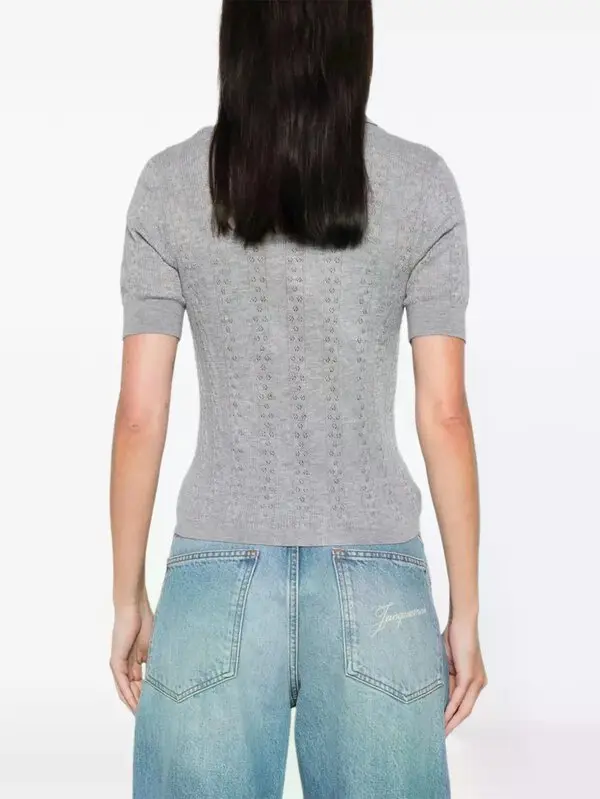 Sandro Pointelle Knit Polo Top