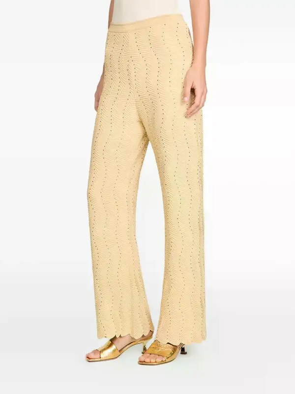 Sandro Geometric Pattern Textured Knit Trousers