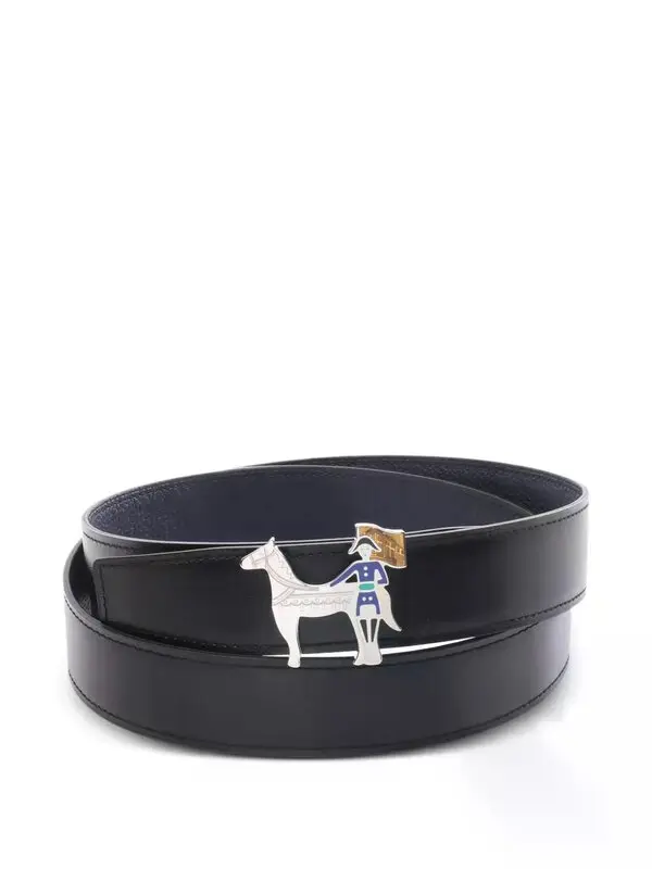 Hermès Horse-buckle Leather Belt - Black