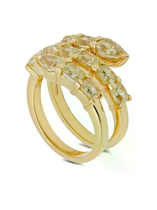 JEWELS AFICIONADO 18k Yellow Diamond Twist Ring