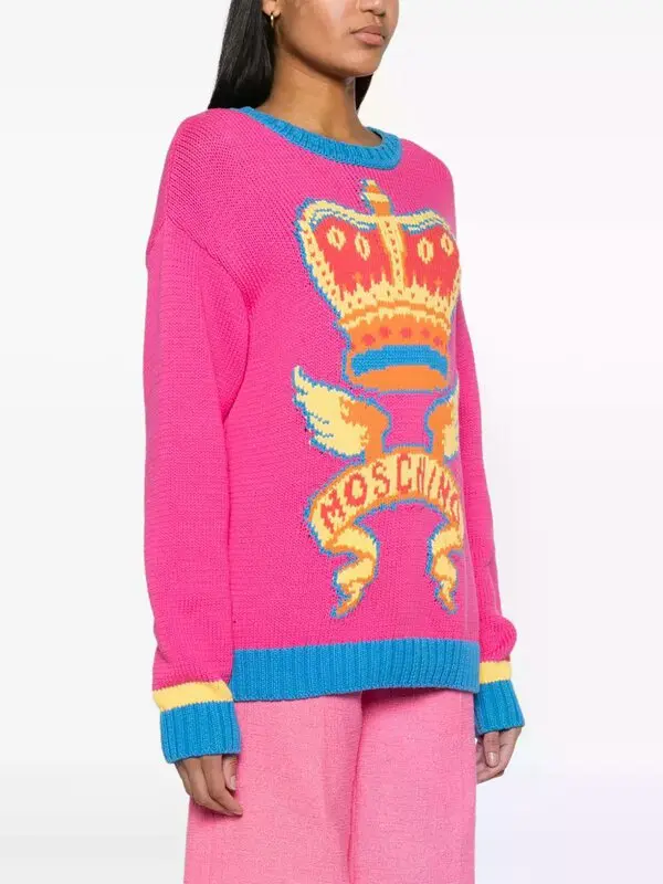 Moschino Patterned Intarsia Knit Logo Jumper
