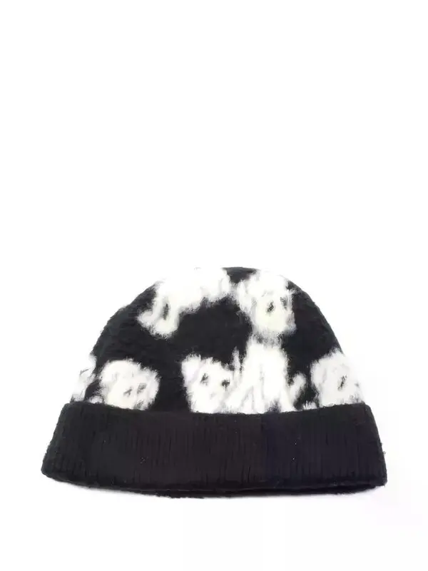 Celine Jacquard-knit Beanie - Black