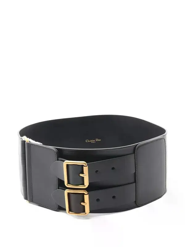 Dior Double-buckle Leather Waist Belt - Black