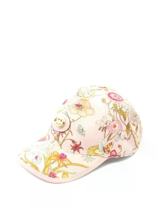 Gucci Floral-pattern Leather Baseball Cap - Pink