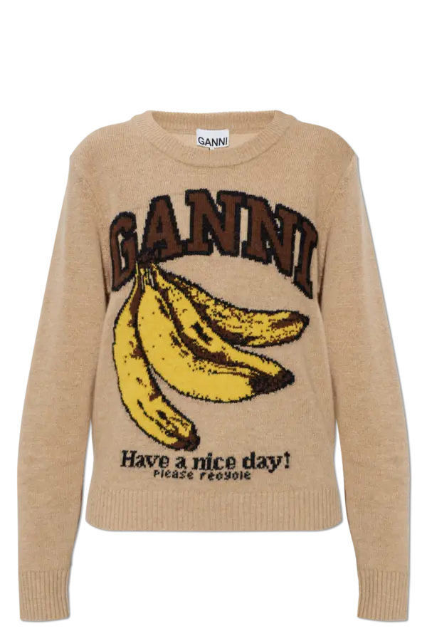 GANNI Logo Sweater - Beige