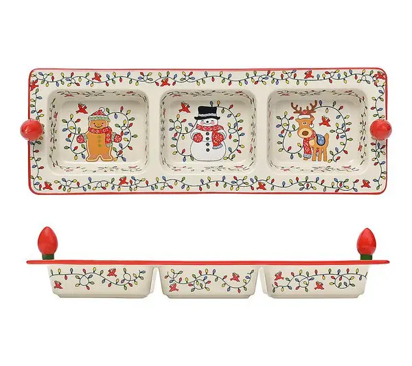 TEMP-TATIONS As Is Seasonal 16' Divided Tray With Icons - One-color