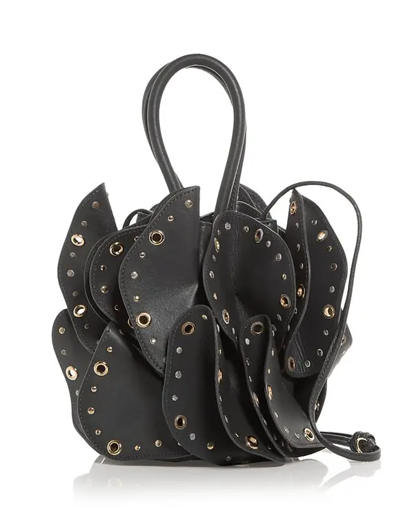Farm Rio Leather Flower Bucket Bag - Charcoal