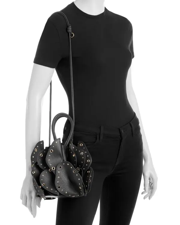 Farm Rio Leather Flower Bucket Bag - Charcoal