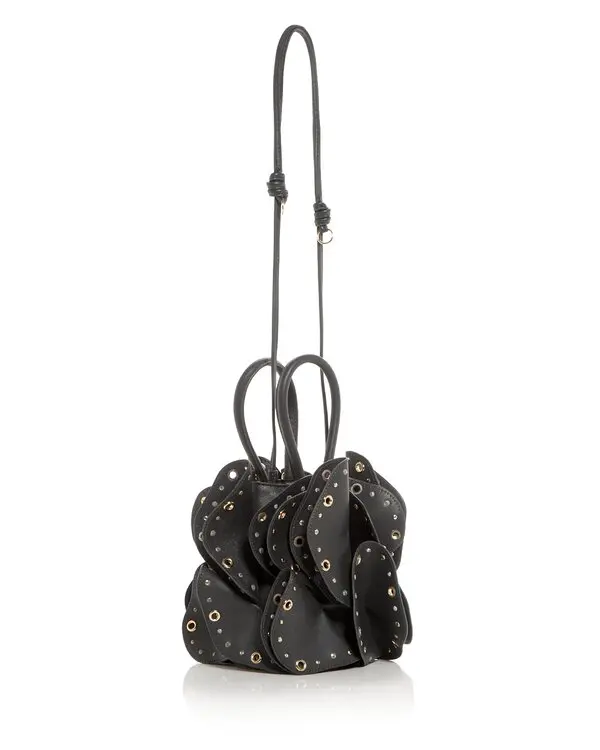 Farm Rio Leather Flower Bucket Bag - Charcoal