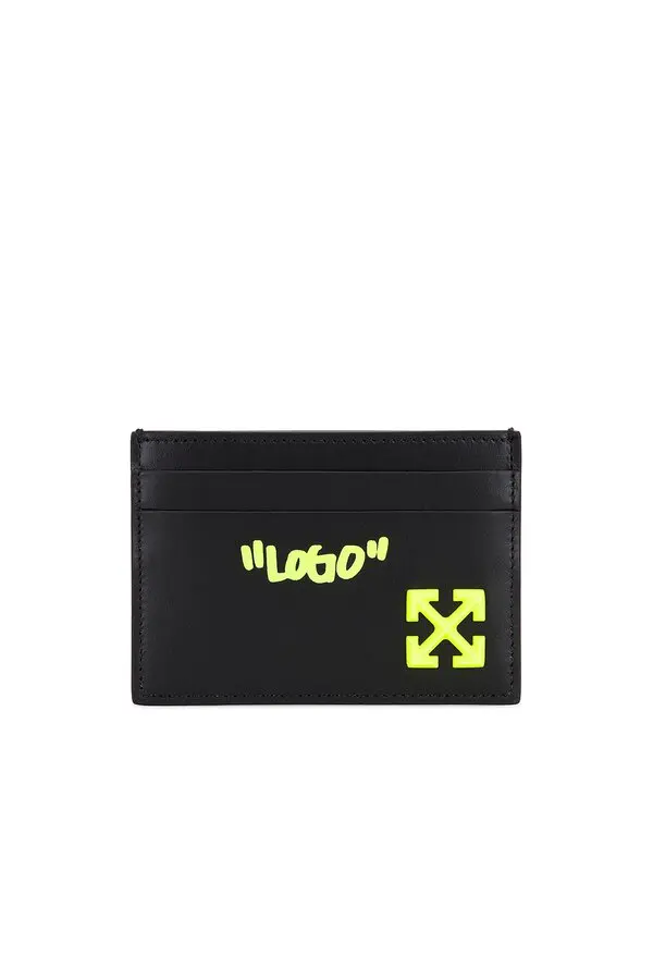 Off-White Jitney Quote Card Case In Black - Black & Yellow