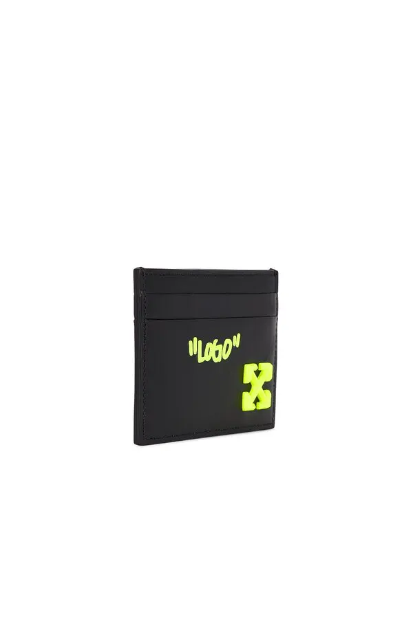 Off-White Jitney Quote Card Case In Black - Black & Yellow
