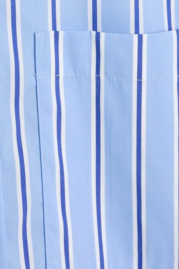 Veronica Beard Maia Cropped Striped Shirt - Light Blue