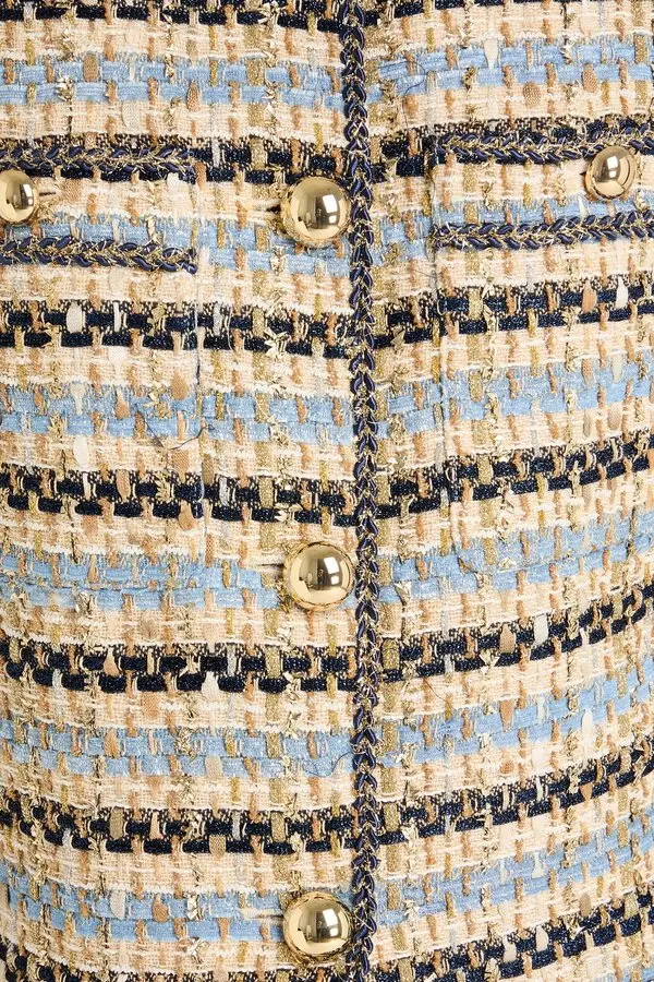 Veronica Beard Sumira Striped Metallic Tweed Jacket - Beige