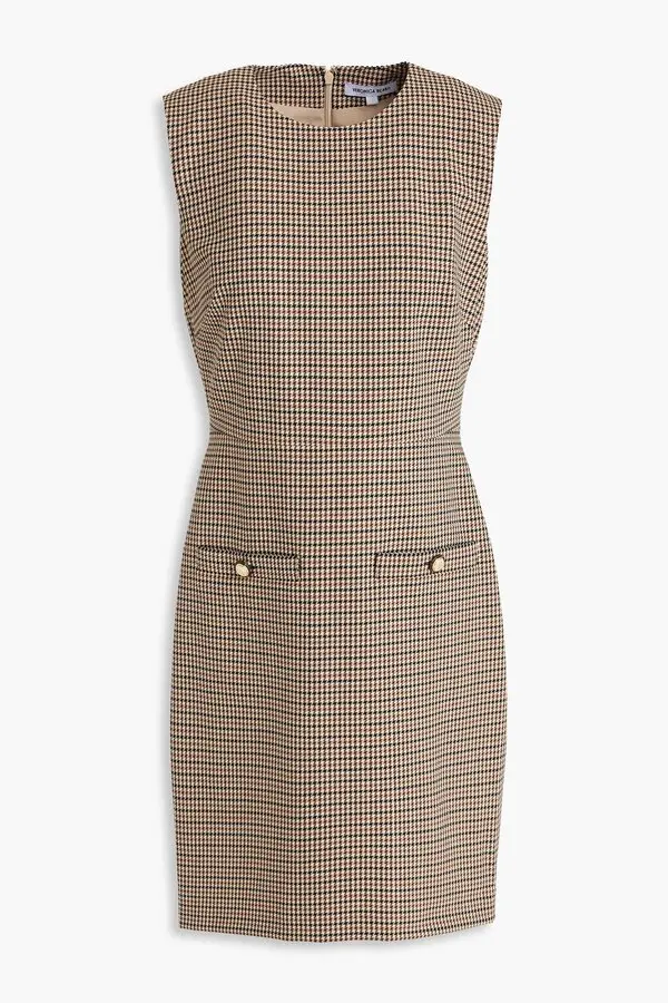 Veronica Beard Yumi Houndstooth Twill Mini Dress - Sand