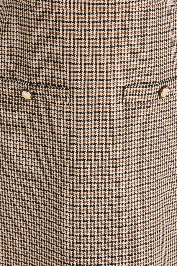 Veronica Beard Yumi Houndstooth Twill Mini Dress - Sand
