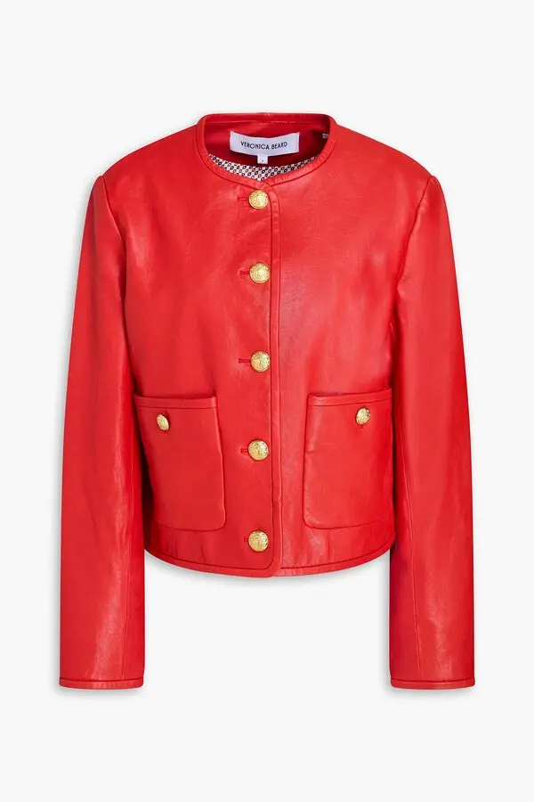 Veronica Beard Andrea Leather Jacket - Red