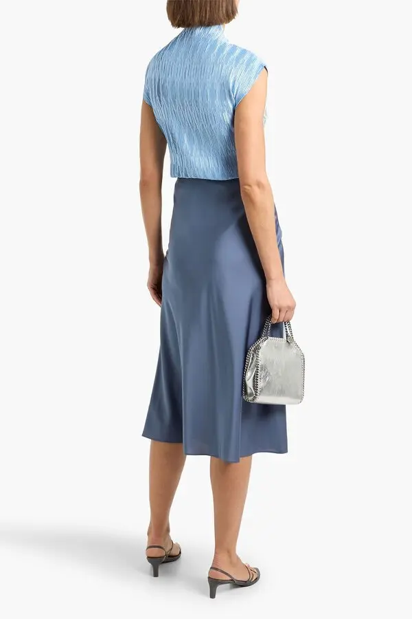Veronica Beard Foye Plissé-satin Top